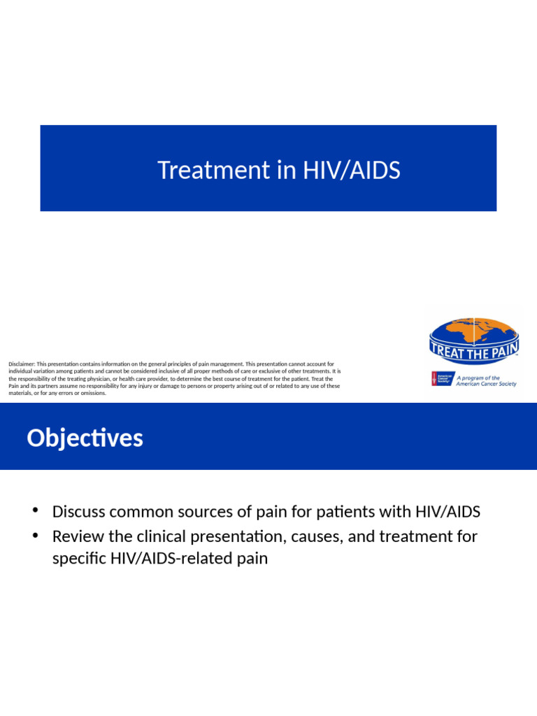 Treatment in HIVAIDS | PDF | Analgesic | Pain