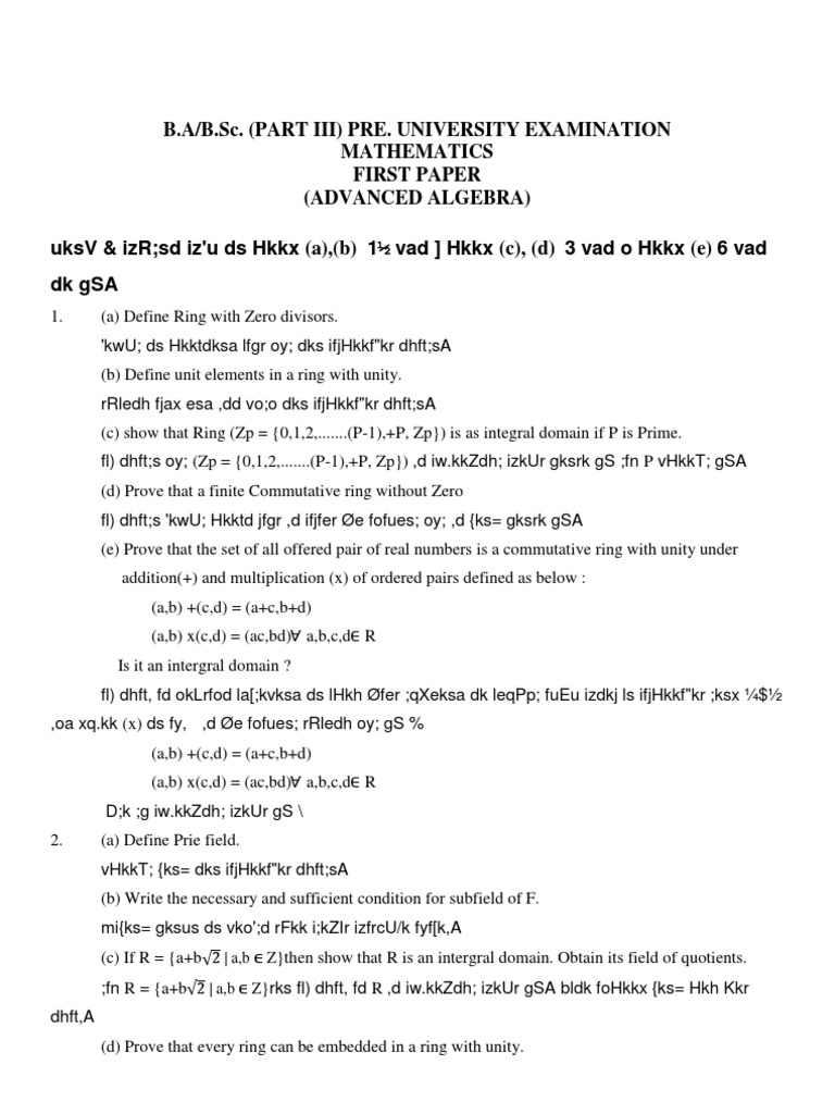 Iii Year B.SC Paper | PDF | Eigenvalues And Eigenvectors | Basis ...