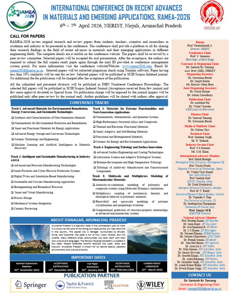 RAMEA-2026: Call for Papers | PDF | Physical Sciences | Materials Science