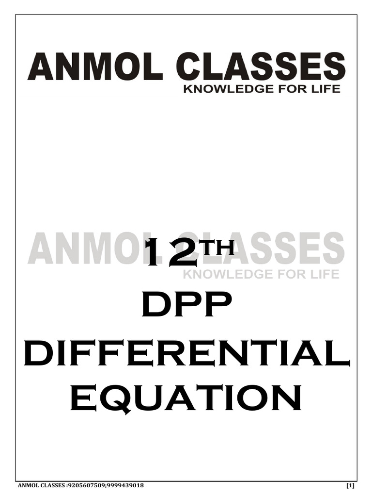 Differential Equations DPP for 12th Grade | PDF | Chess Theory | Chess