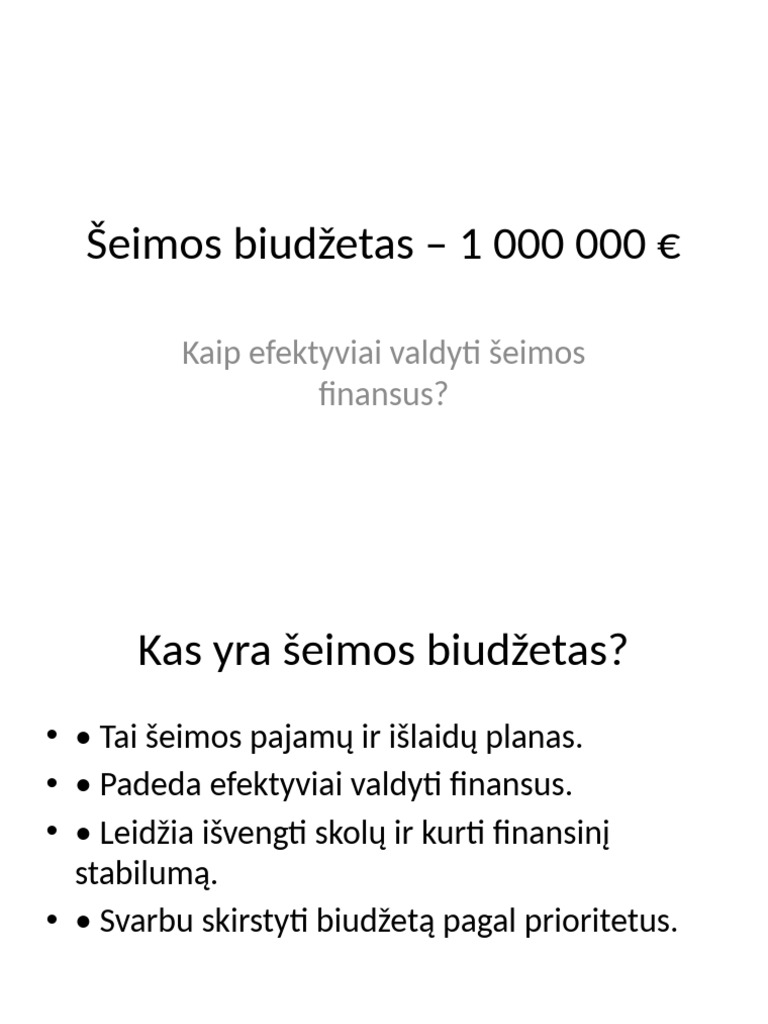 Seimos Biudzetas 1mln | PDF