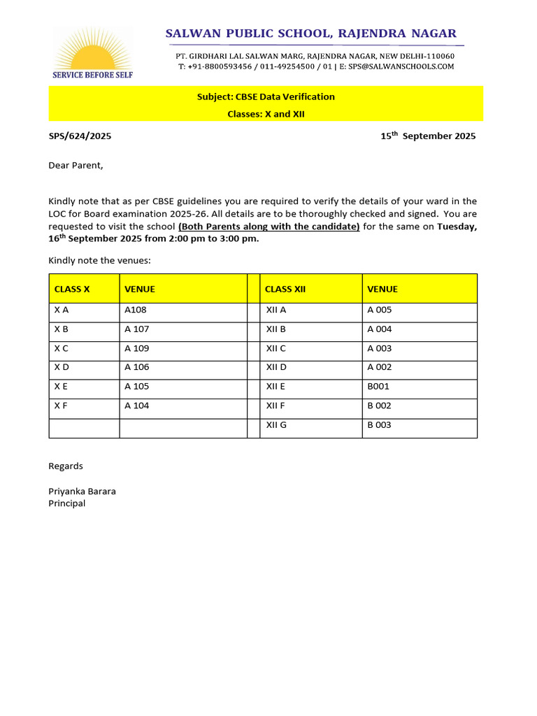 Cbse Data Verification Classes X and Xii | PDF
