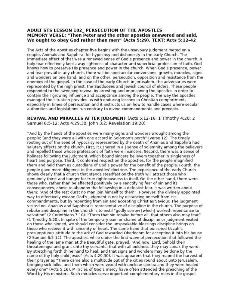 Apostles' Persecution and Resilience | PDF | Jesus | Shadrach, Meshach ...