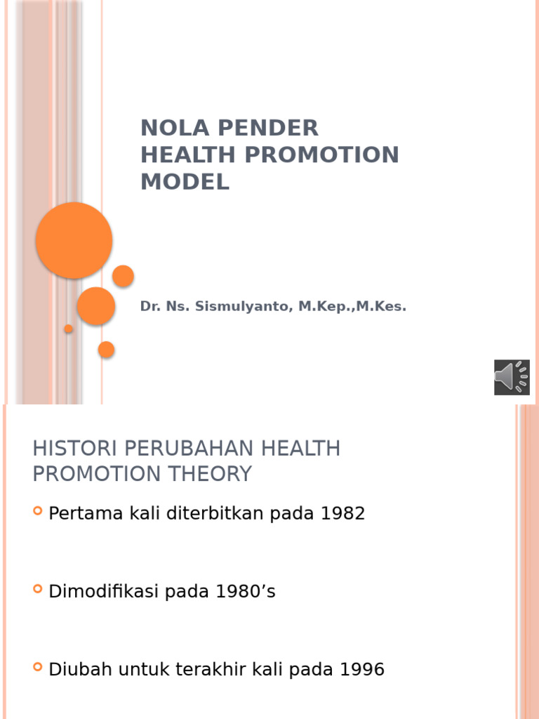 Model Promosi Kesehatan Pender 2023 | PDF