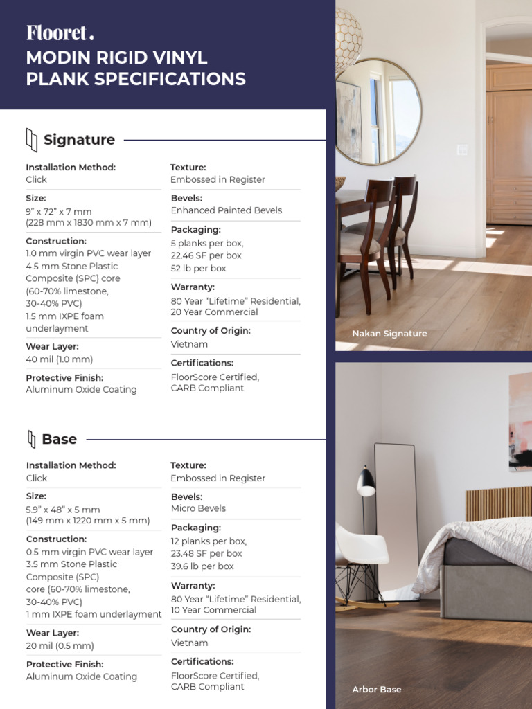 Flooret - Modin Rigid LVP Collection Specifications | PDF | Polyvinyl ...