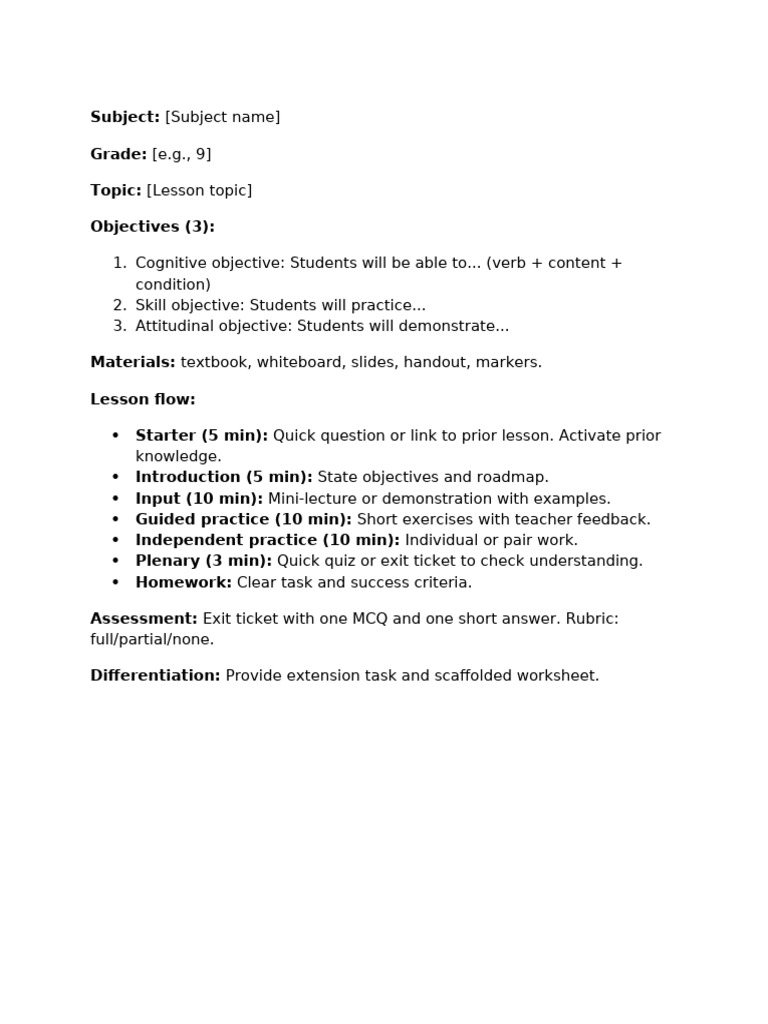Lesson Plan Template | PDF