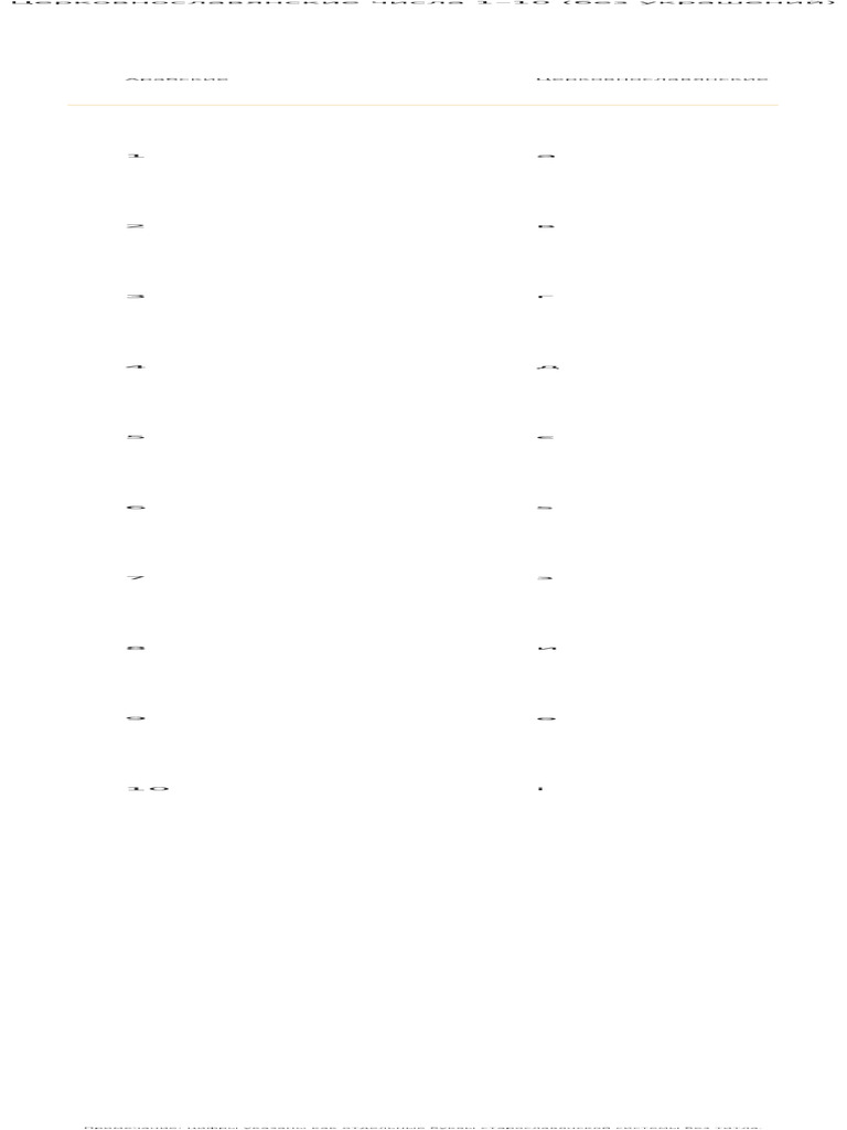 Cerkovnoslavyanskie Chisla 1 10 | PDF