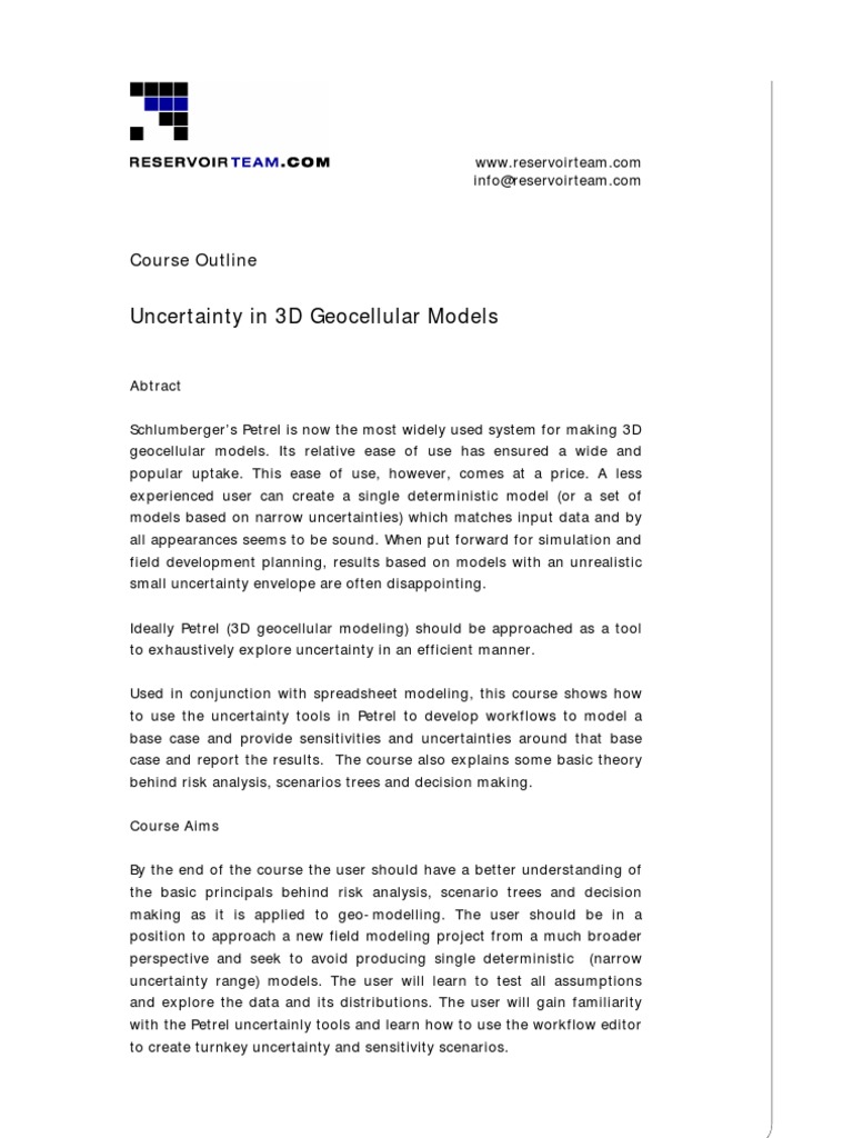 Uncertainty Course Outline | Download Free PDF | Usability | Monte ...