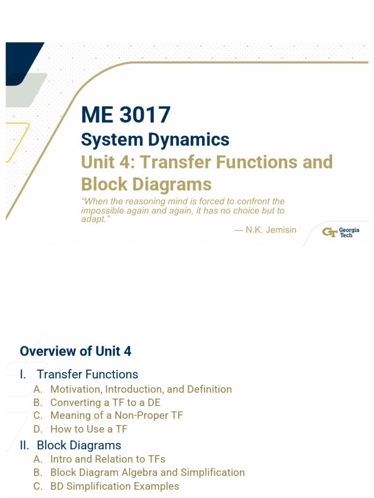 Unit 04 Transfer Functions and Block Diagrams | PDF | Mathematics | Applied Mathematics