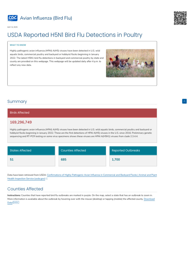 USDA Reported H5N1 Bird Flu Detections in Poultry _ Bird Flu _ CDC ...
