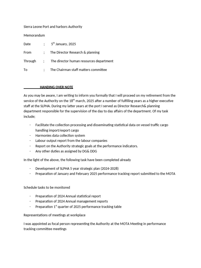 Handing Over Note MR Bah | PDF | Computing | Office Equipment