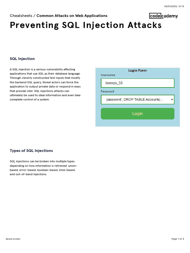 Common Attacks On Web Applications: Preventing SQL Injection Attacks ...