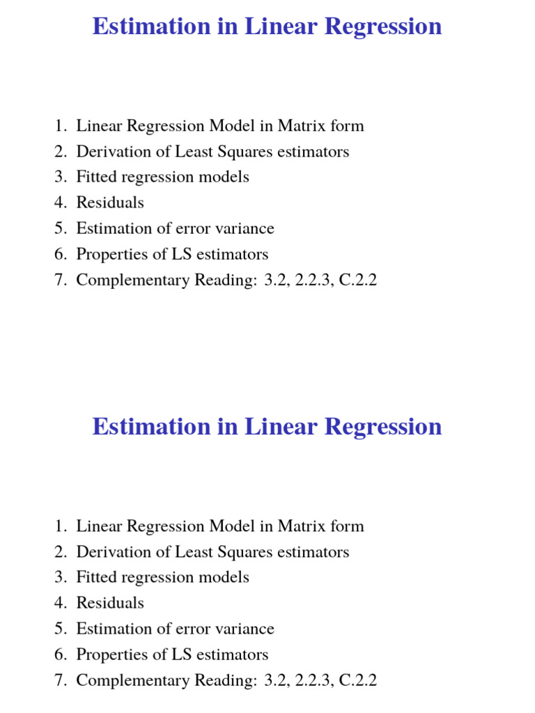 Least Square Estimation Classnotes | PDF | Errors And Residuals ...