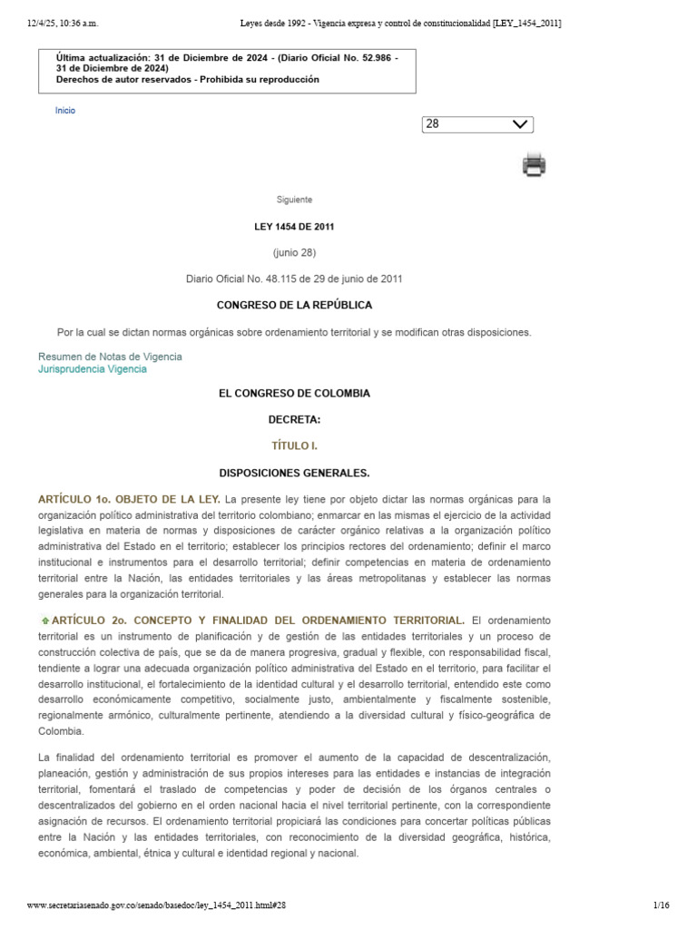 Ley 1454 de 2011) | PDF | Planificación | Sustentabilidad