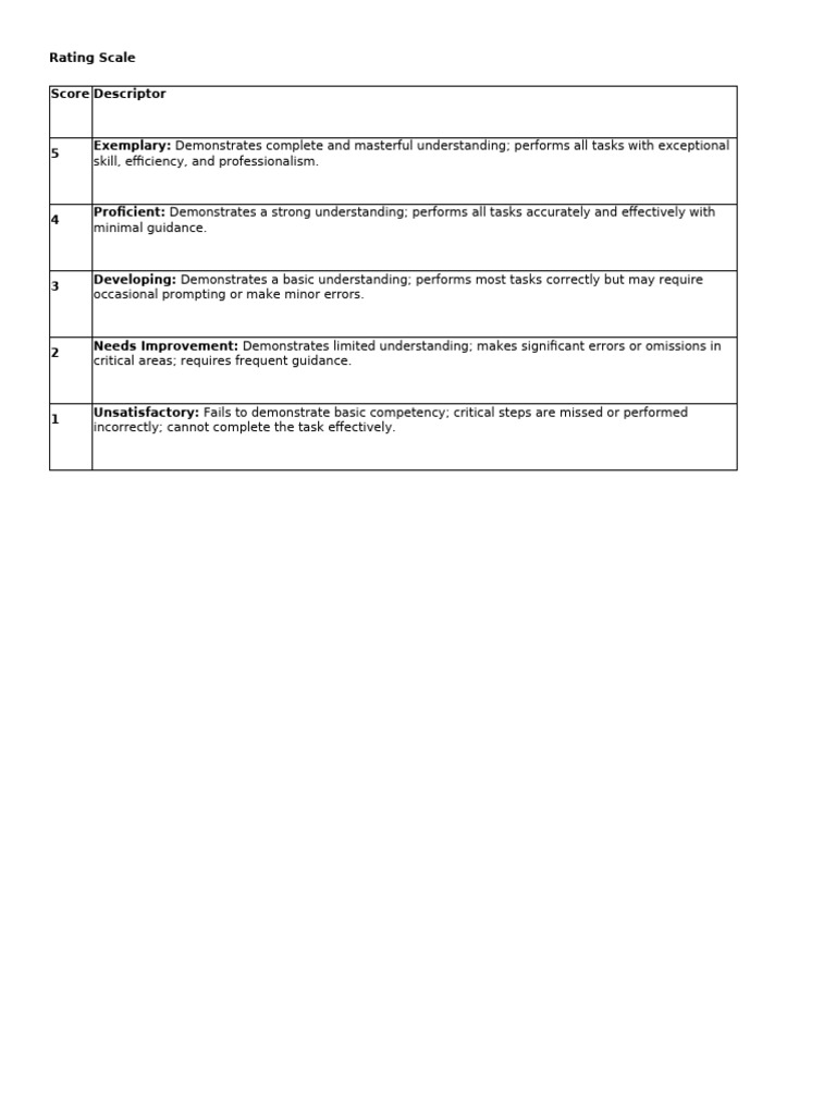 Rubric For Conduct Competency Assessment | PDF