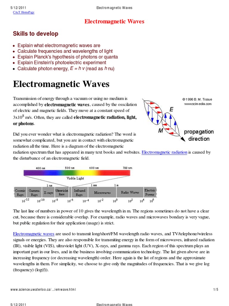 Electromagnetic Waves | PDF | Electromagnetic Radiation | Photoelectric ...