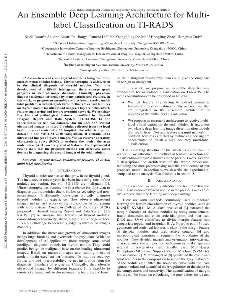 An Ensemble Deep Learning Architecture For Multilabel Classification On TI-RADS | PDF ...