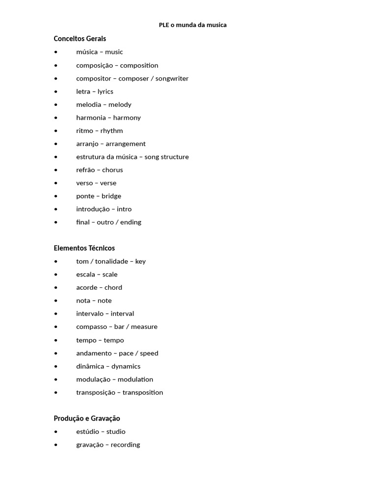 PLE o Mundo Da Musica | PDF | Produção Sonora | Instrumentos musicais