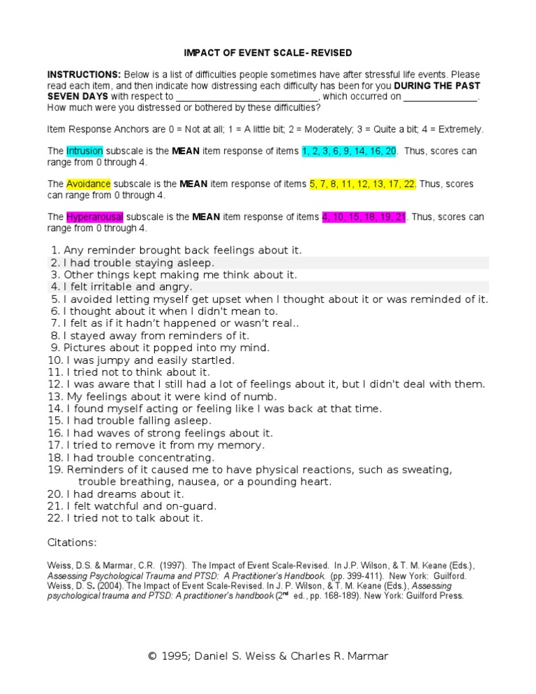 IES-R Form and Scoring