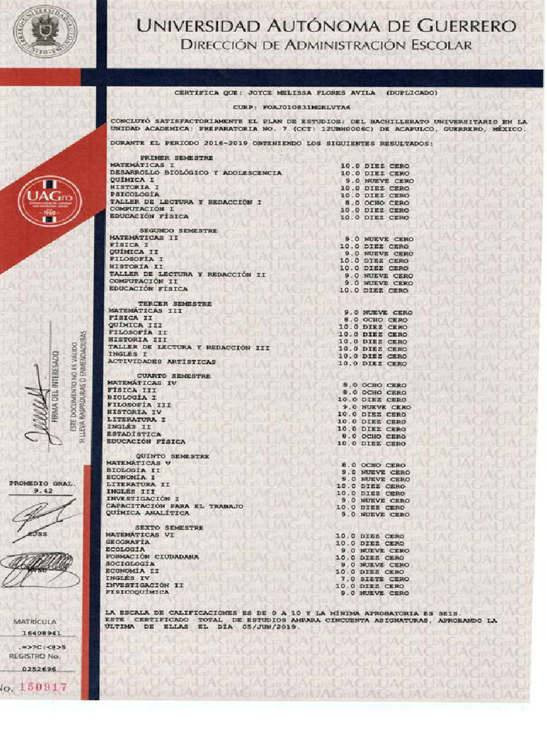 Certificado Bachillerato Joyce Melissa Flores Avila | PDF