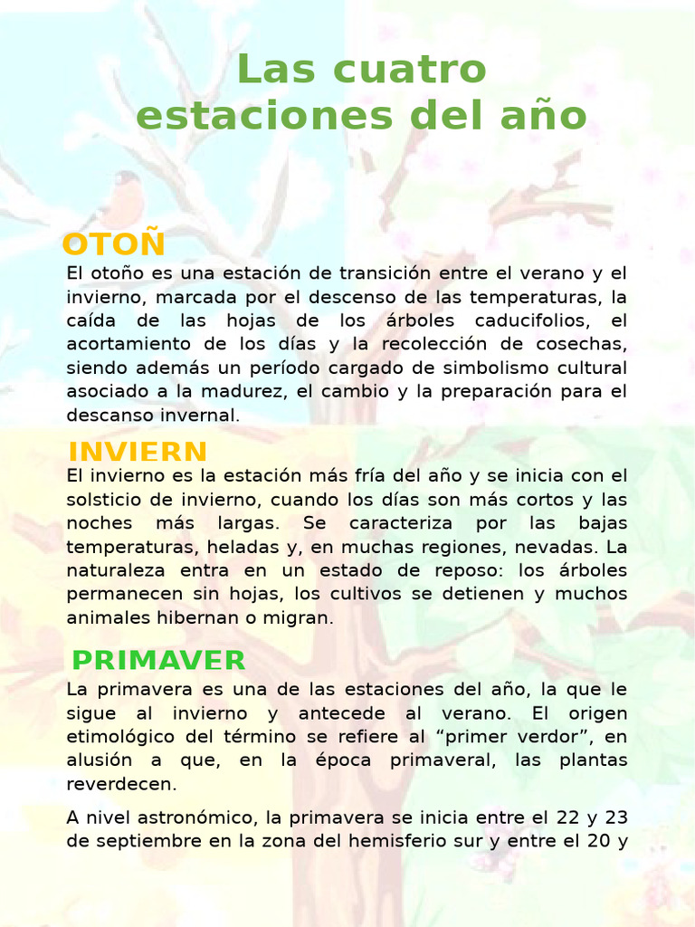 El Otoño Es Una Estación de Transición Entre El Verano y El Invierno | PDF