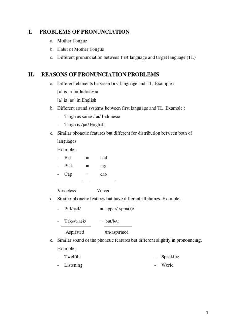 I. Problems of Pronunciation | PDF | Phonology | Linguistics