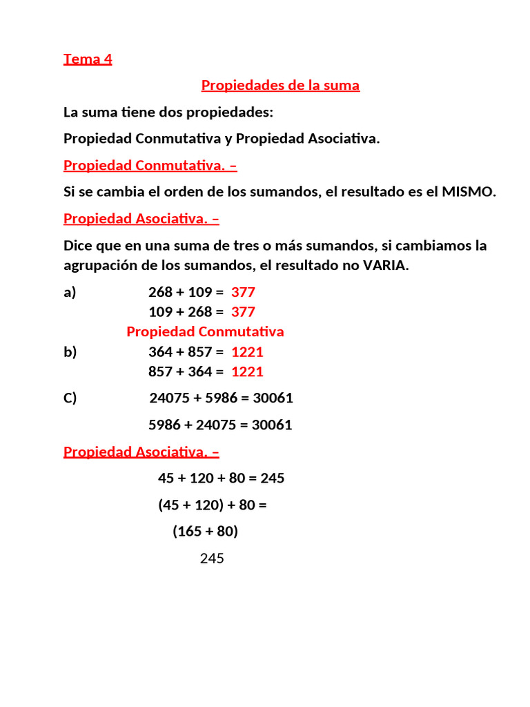 Propiedades de La Suma | PDF