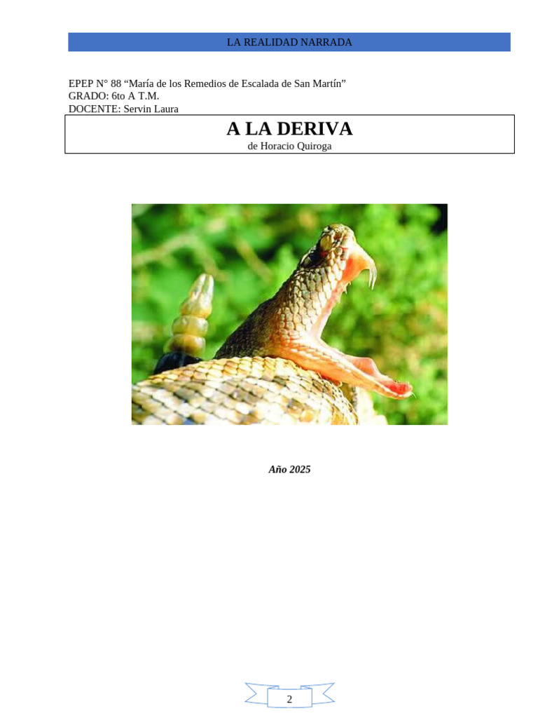 Análisis de "A la Deriva" de Quiroga | PDF | Narración