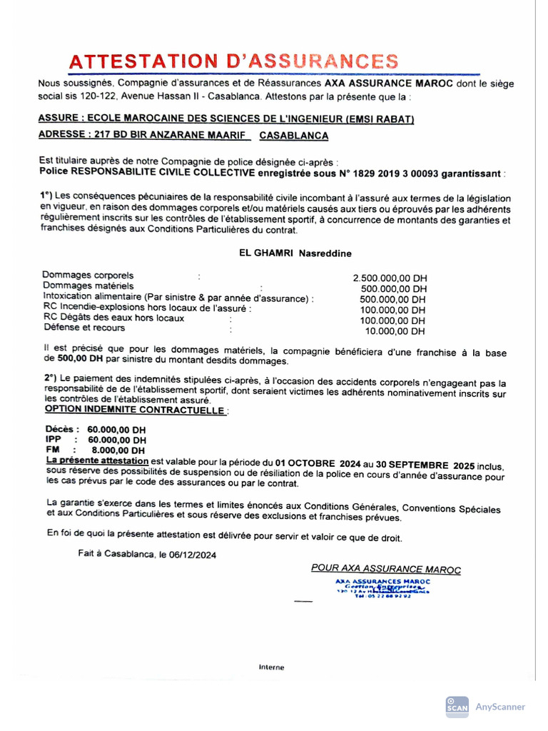 Attestation D'Assurance | PDF