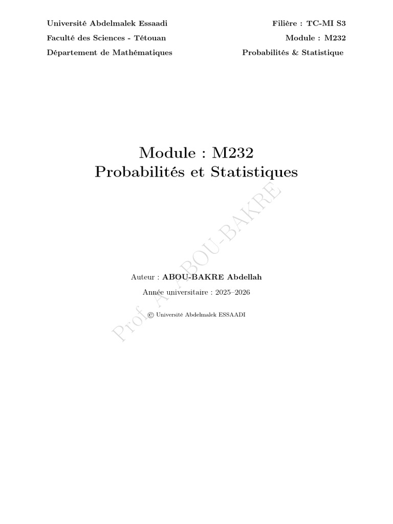 Introduction aux Probabilités et Statistiques | PDF | Théorie des ...