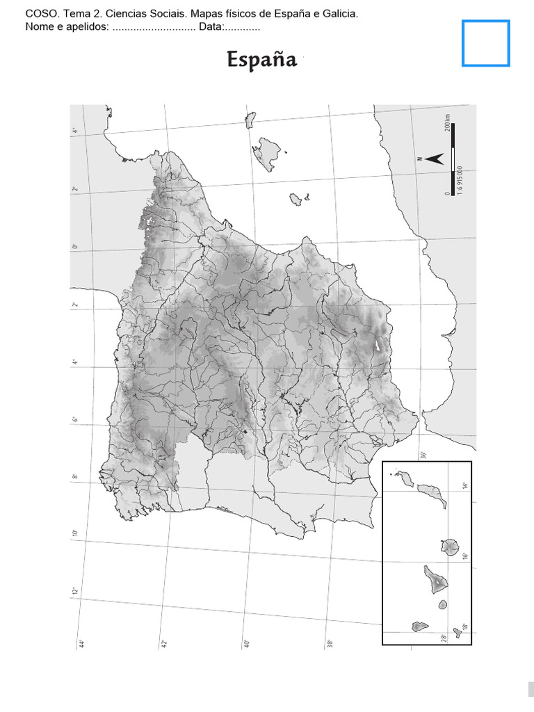 Mapa físico de Galicia en blanco | PDF