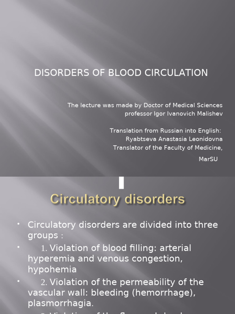 Circulatory Disorders | PDF | Thrombus | Blood Vessel