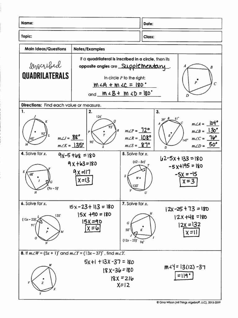 Inscribed Quadrilaterals AK (1) | PDF