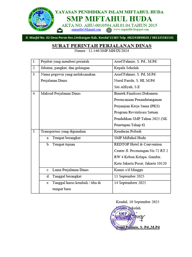 Surat Tugas Dan SPPD SP2P | PDF