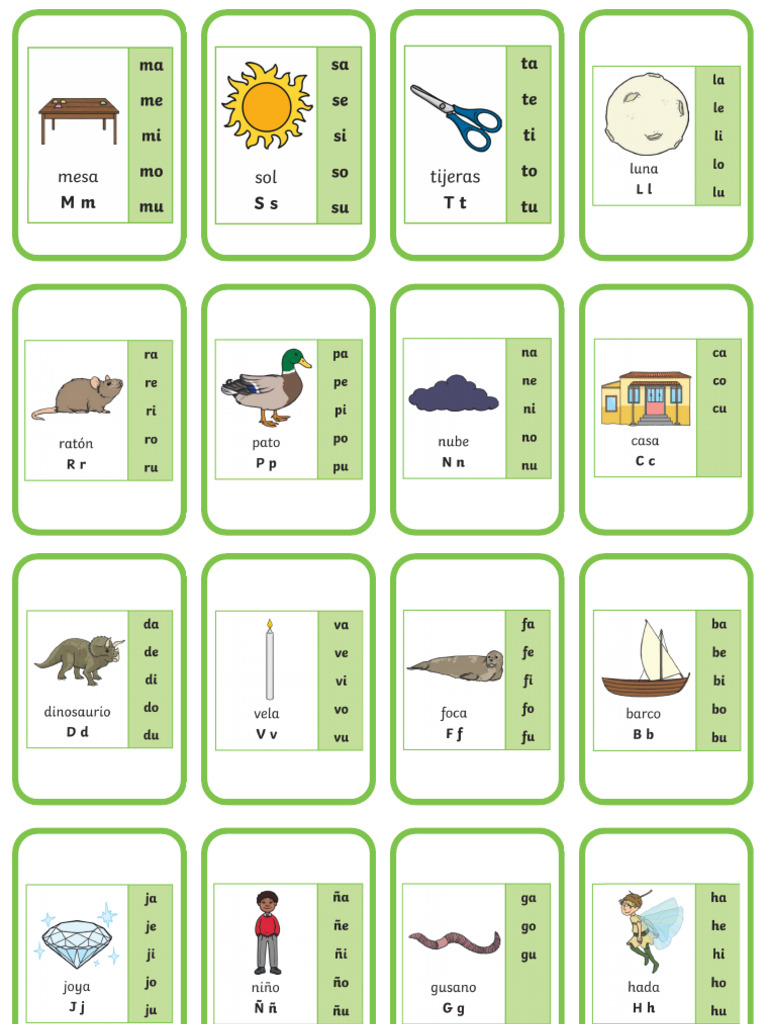 Tarjetas Silabario | PDF