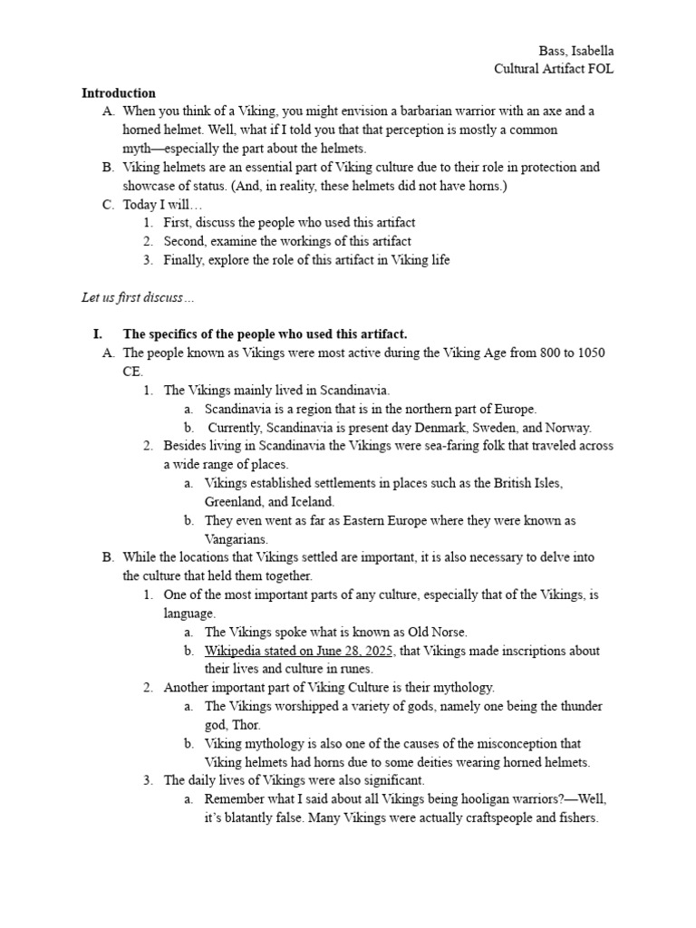Cultural Artifact FOL | PDF | Vikings | Scandinavia