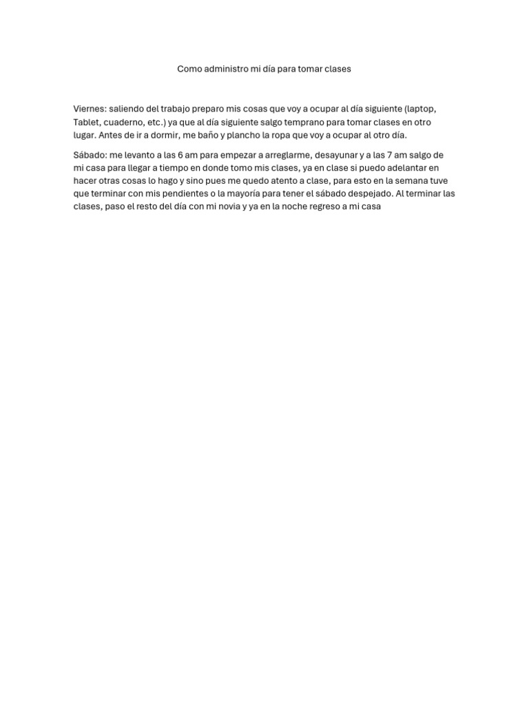 Como Administro Mi Día para Tomar Clases | PDF