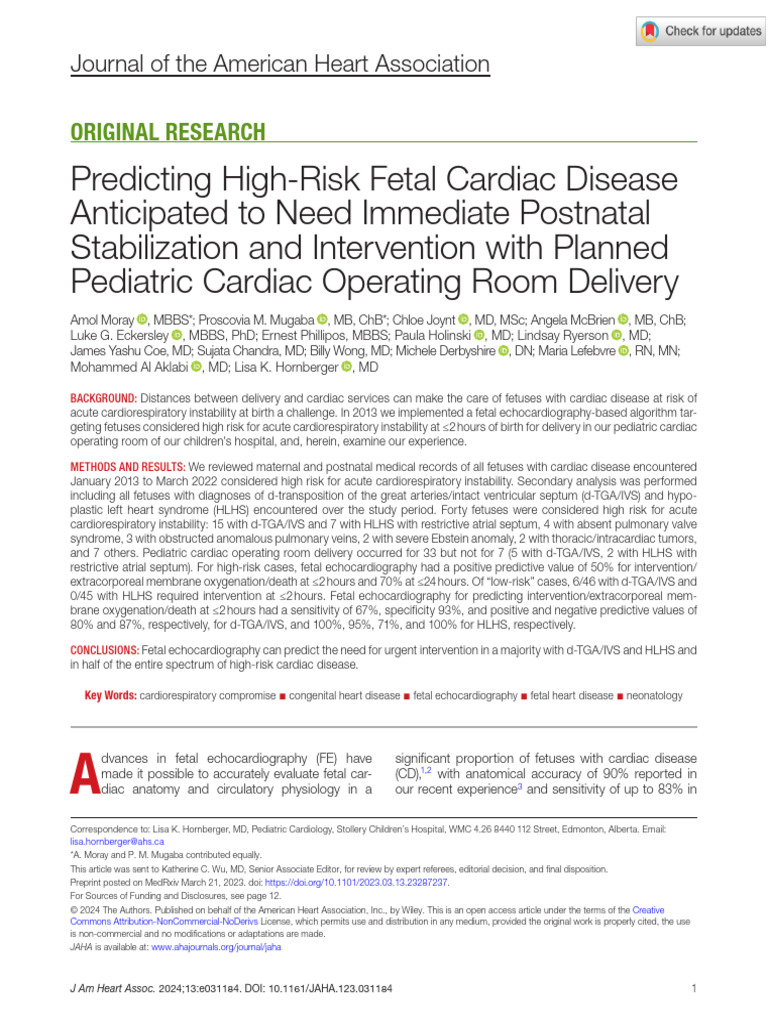 Predicting High-Risk Fetal Cardiac Disease | PDF | Heart | Fetus