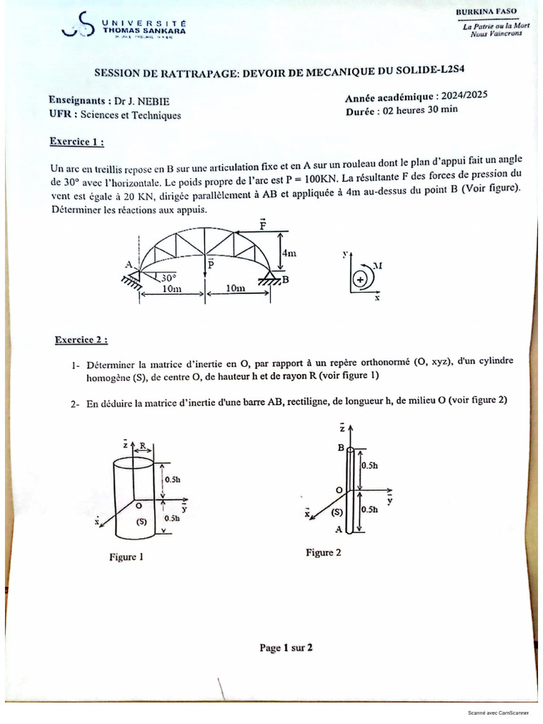 Correction Mécanique Du Solide S4 - Rattrapage | PDF