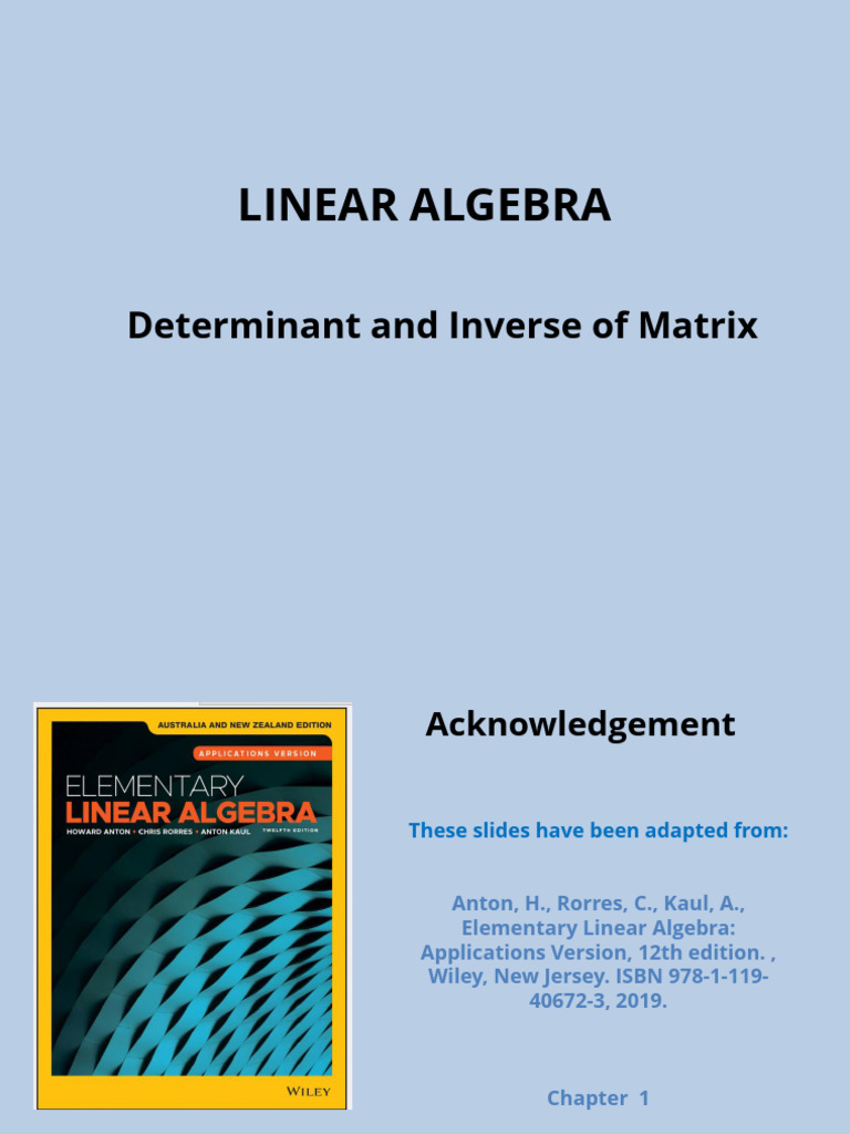 Determinants and Inverses in Matrices | PDF | Determinant | Matrix ...