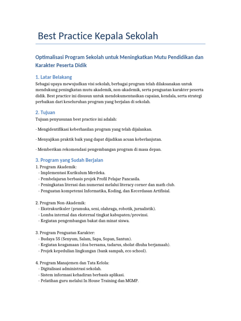 Best Practice Kepala Sekolah | PDF