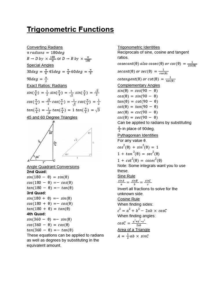 Trigonometric Functions and Identities | PDF | Trigonometric Functions ...