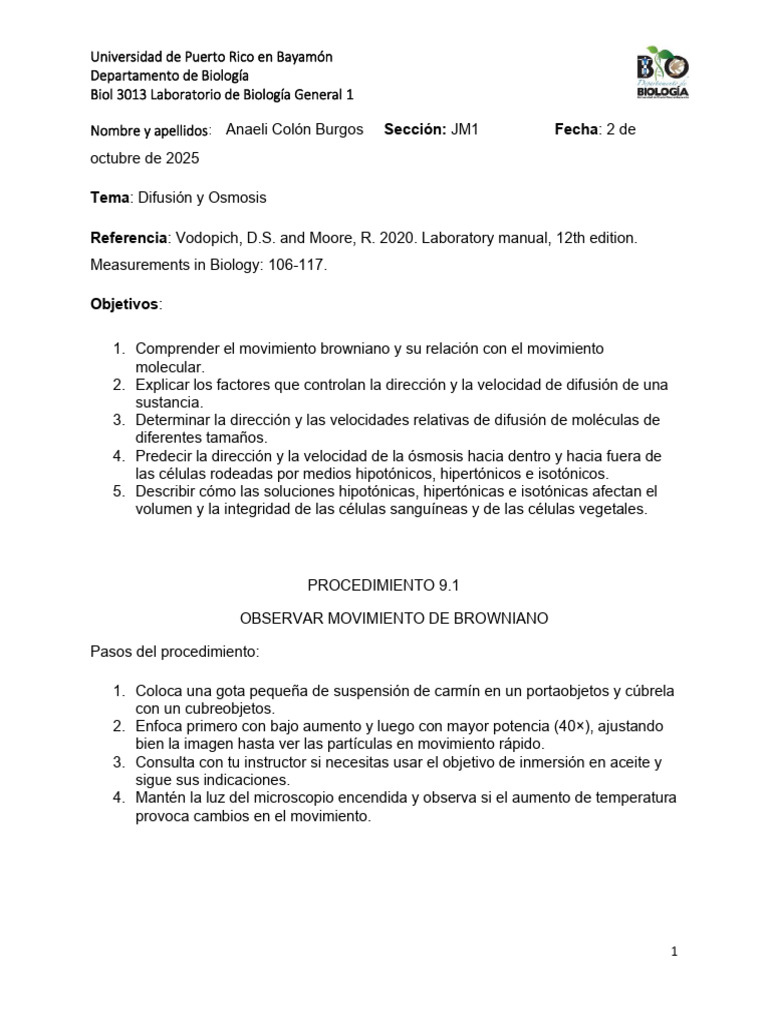 Difusión y Ósmosis | PDF | Difusión | Ósmosis