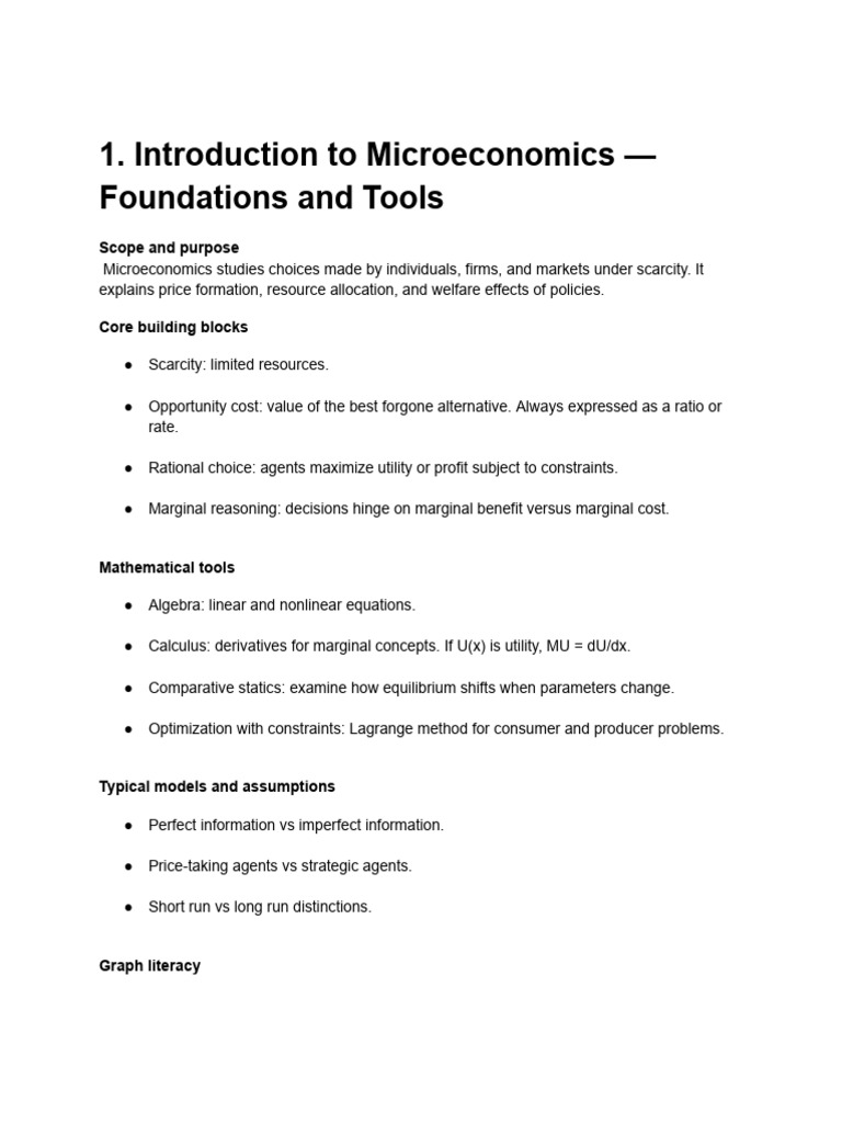 Introduction To Microeconomics - Foundations and Tools | PDF