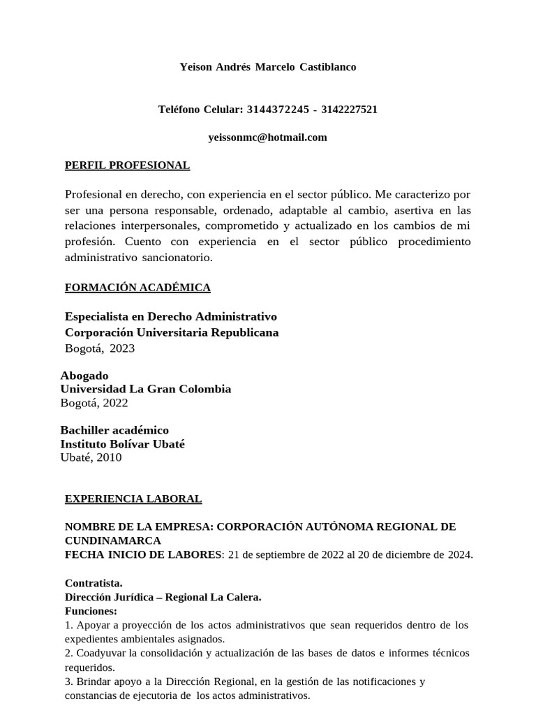 Yeison Andrés Marcelo Castiblanco | PDF | Bogotá | Pensión