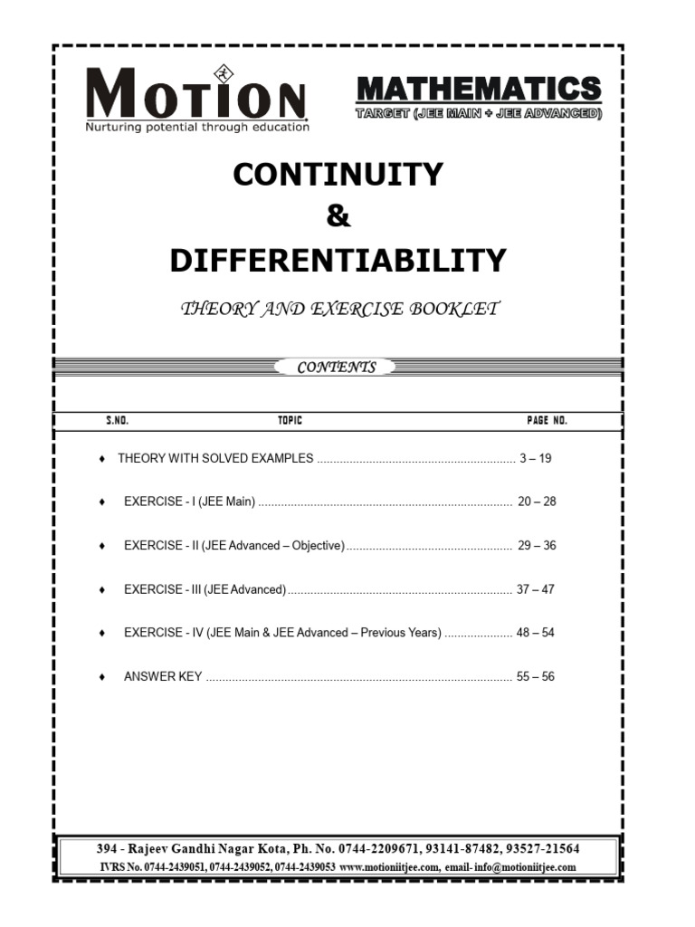 motion con diff | PDF | Tangent | Derivative