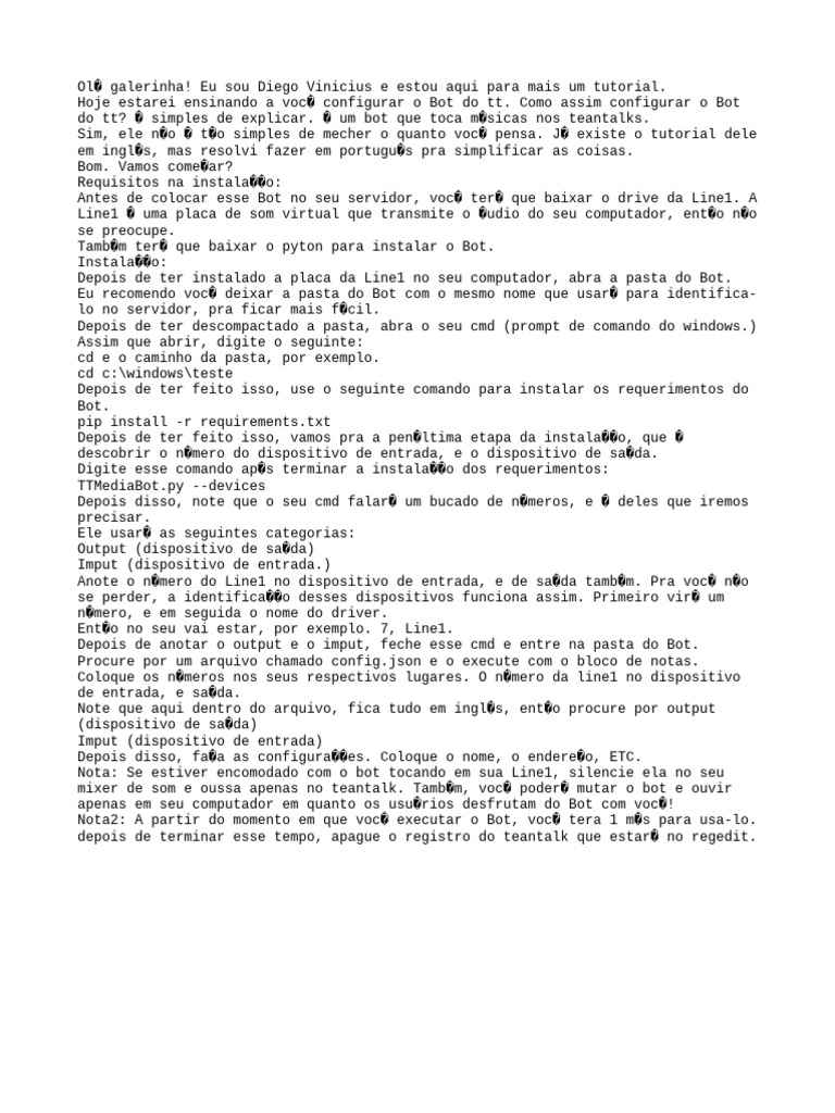 Como Configurar o Bot do TT Passo a Passo | PDF | Informática
