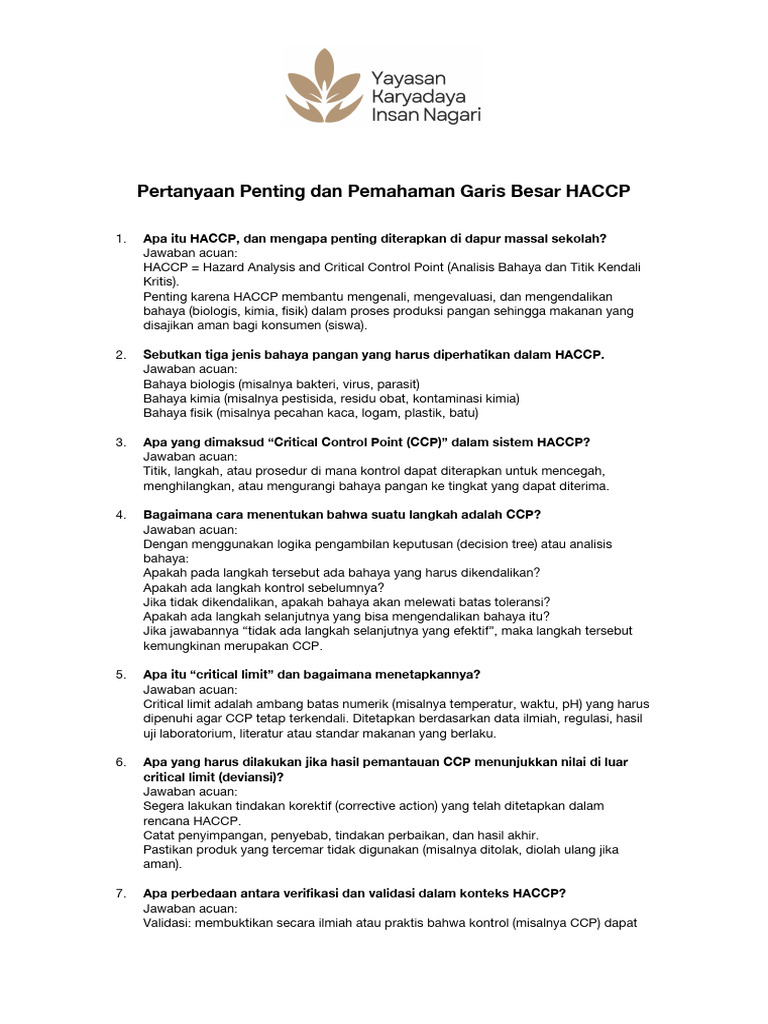 HACCP_Point Pemahaman Penting | PDF