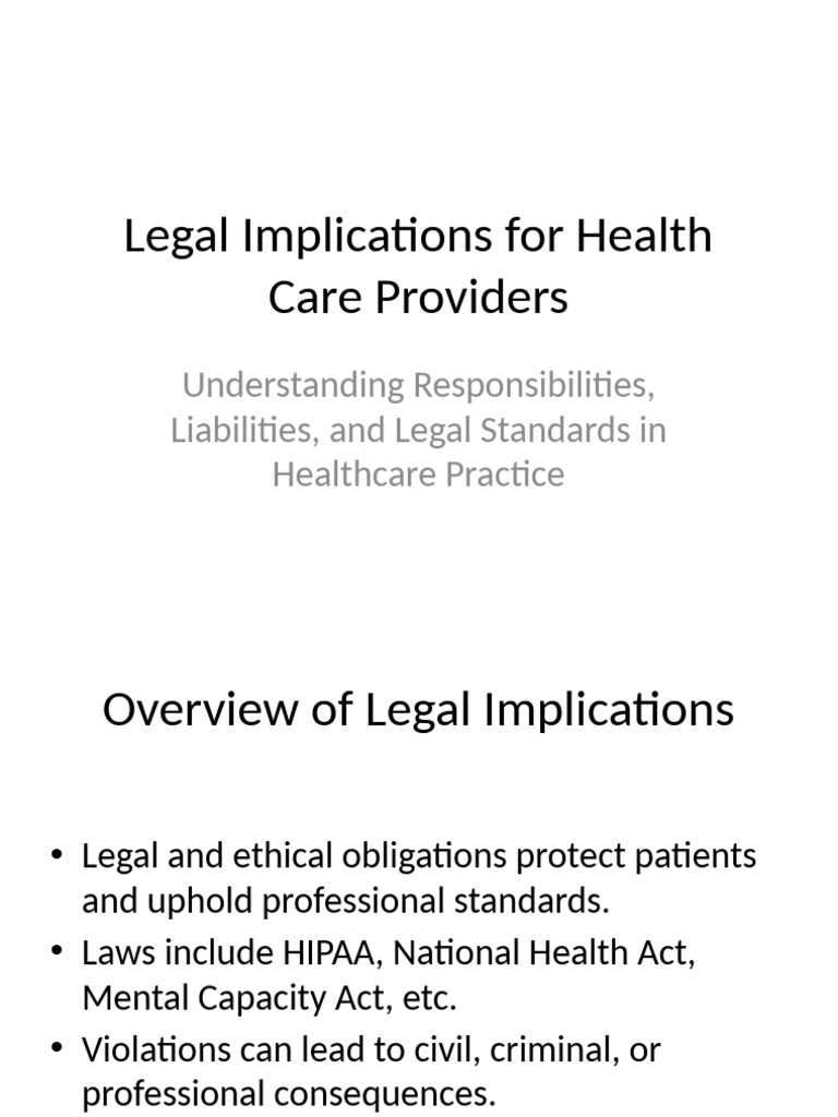 Legal Implications Healthcare Providers | PDF