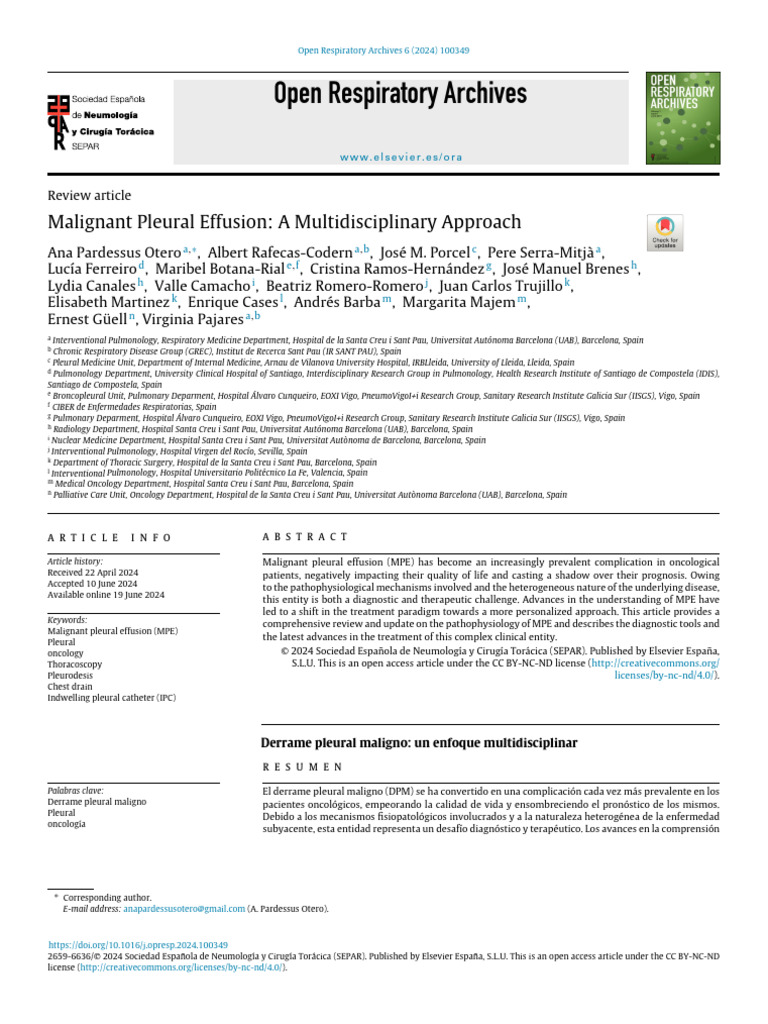 Malignant Pleural Effusion A Multidisciplinary Approach 2024 | PDF ...